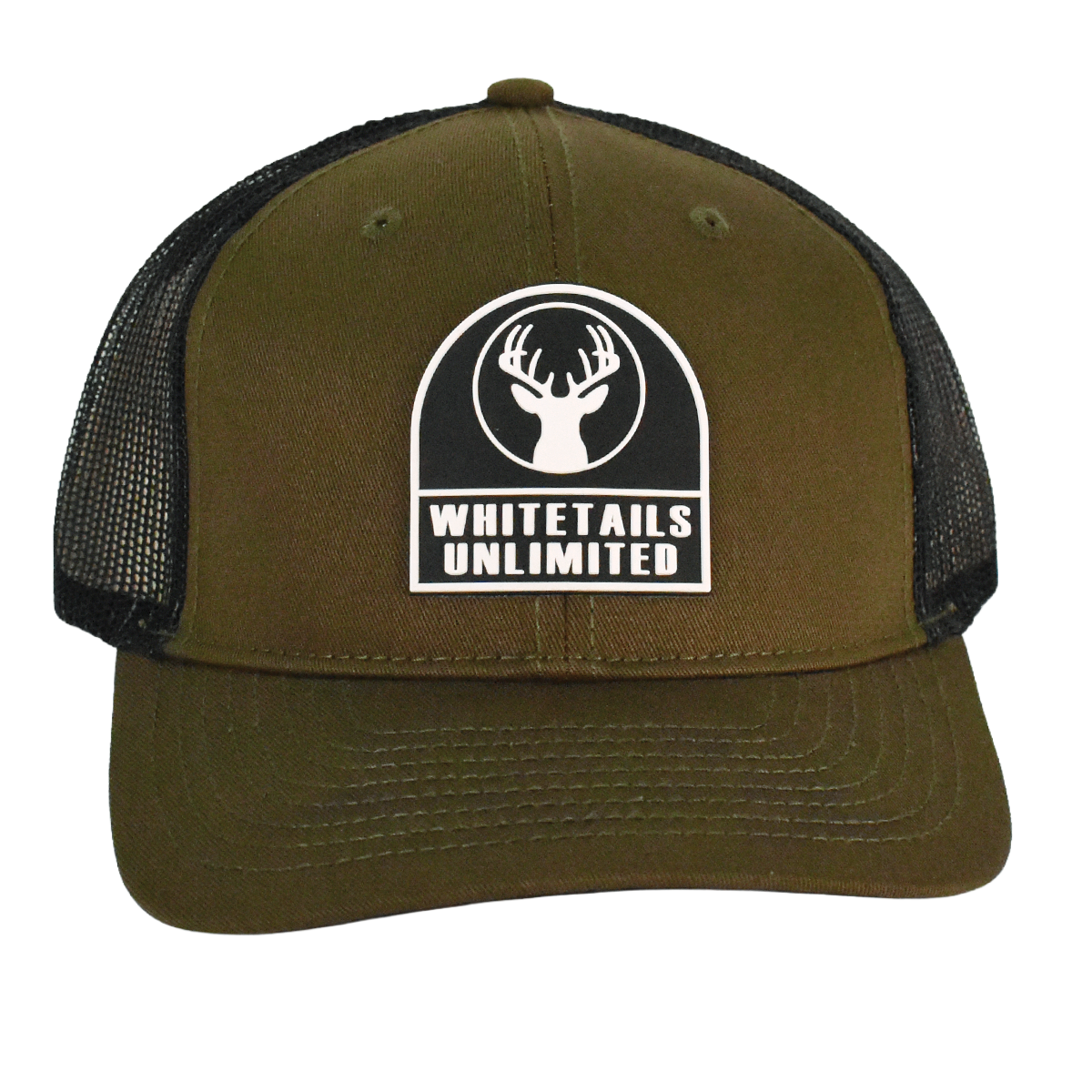 Olive Green Patch / Black Mesh Back Logo Patch Cap | Whitetails Unlimited